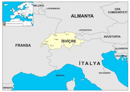 Detaylı İsviçre Haritası - Fiziki ve Siyasi Harita, Şehirler ve Başkent
