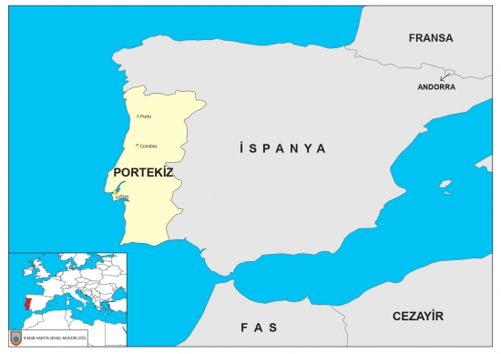 Detaylı Portekiz Haritası - Fiziki ve Siyasi Harita, Şehirler ve Başkent