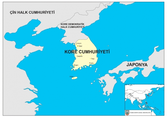 Detaylı Güney Kore Haritası - Fiziki ve Siyasi Harita, Şehirler ve Başkent