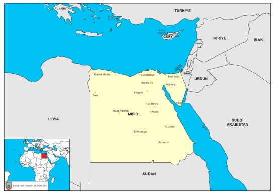 Detaylı Mısır Haritası - Fiziki ve Siyasi Harita, Şehirler ve Başkent