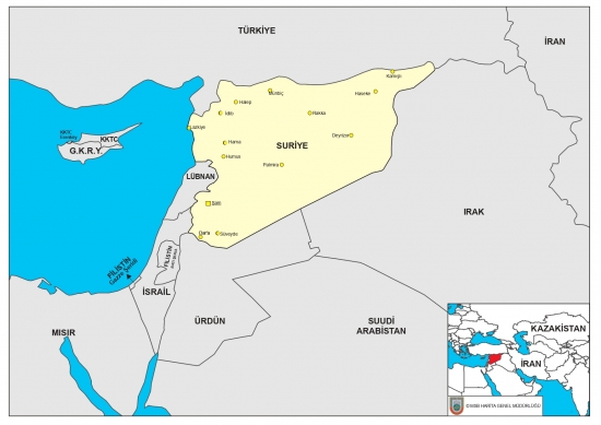 Detaylı Suriye Haritası - Fiziki ve Siyasi Harita, Şehirler ve Başkent