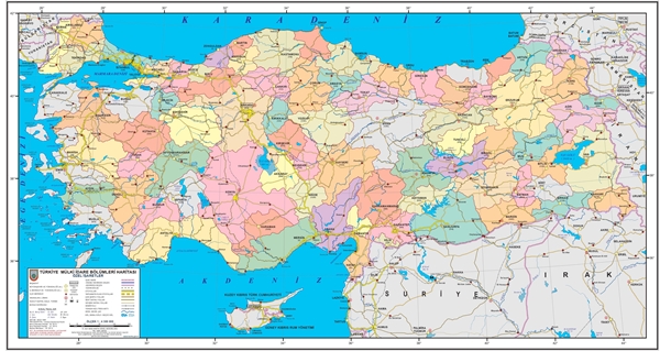 Türkiye Haritası - İller ve İlçeler, Detaylı Tüm Türkiye Haritaları